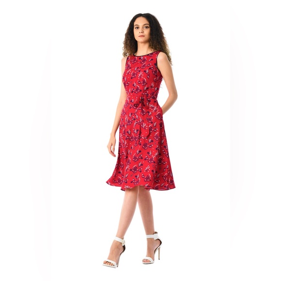 eshakti | Dresses | Eshakti Dress S 6 Floral Paisley Contrast Piped ...